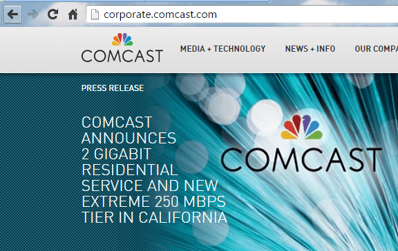 Comcast Readies 2 Gbps Residential Service in California - Converge Digest