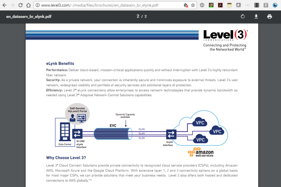 Level 3 enables multiple VLANs on single Ethernet to AWS Direct Connect ...
