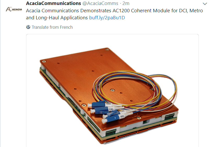 Acacia demos coherent module for DCI, Metro and Long-Haul - Converge Digest