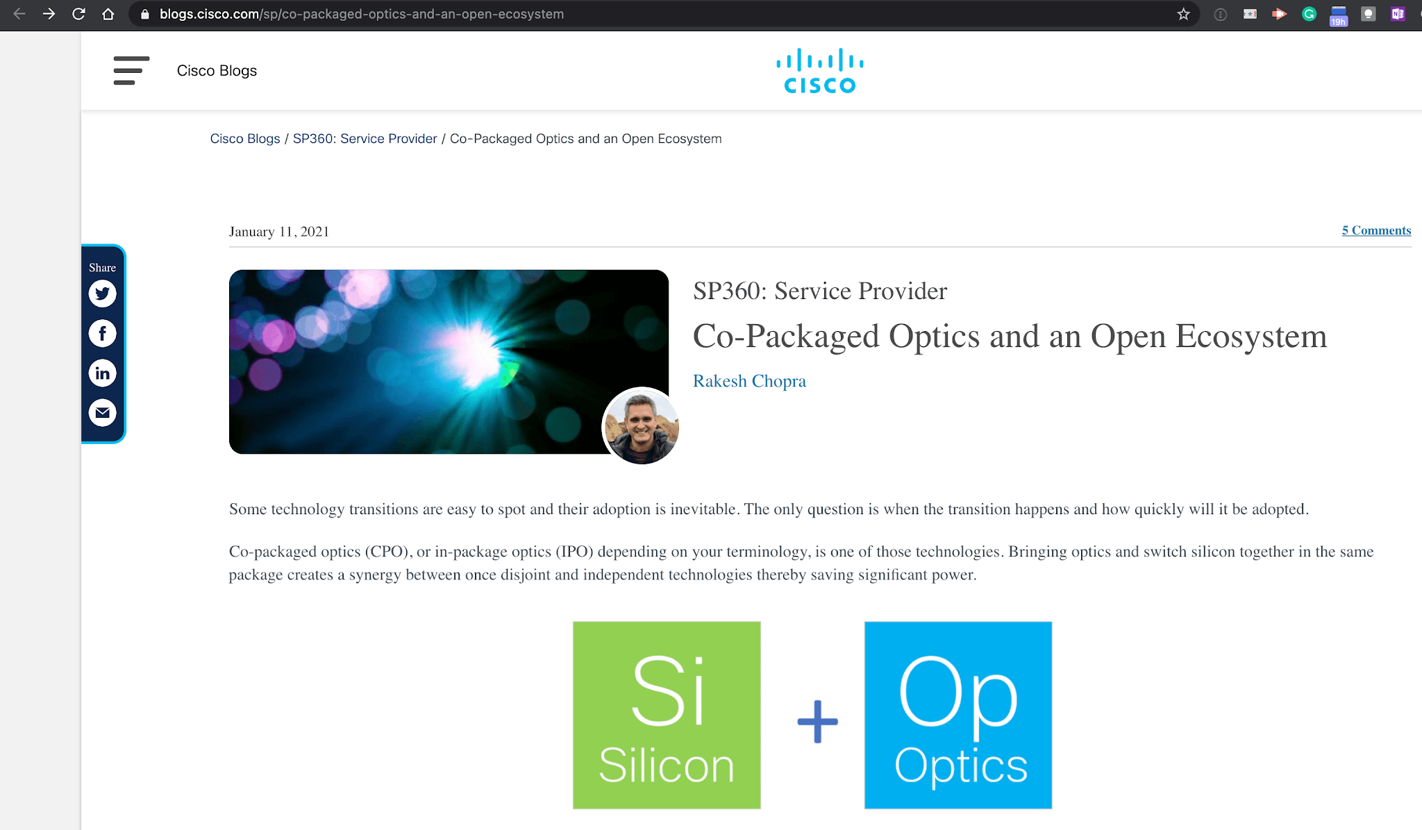 Cisco and Inphi seek open ecosystem for Co-packaged Optics (CPO ...