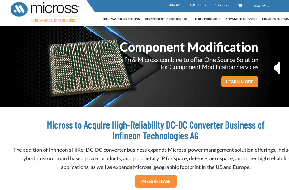 Infineon sells its DC-DC converter business to Micross - Converge Digest